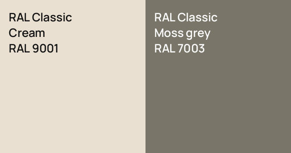 RAL Classic Cream vs. RAL Classic Moss grey comparison