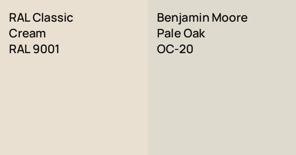 RAL Classic Cream vs. Benjamin Moore Pale Oak comparison