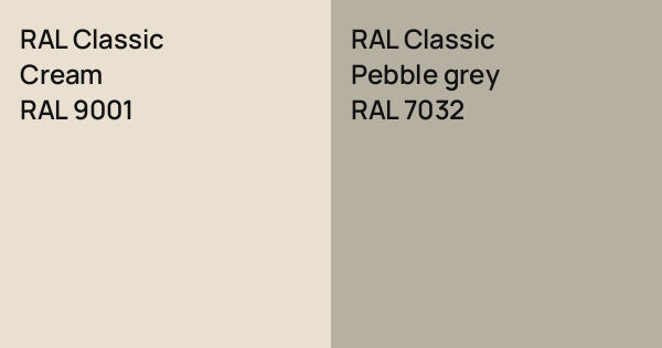 RAL Classic Cream vs. RAL Classic Pebble grey comparison