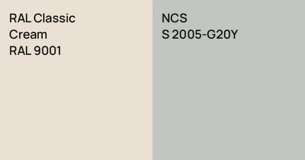 RAL Classic Cream vs. NCS S 2005-G20Y comparison