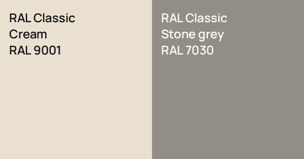 RAL Classic Cream vs. RAL Classic Stone grey comparison