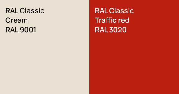 RAL Classic Cream vs. RAL Classic Traffic red comparison