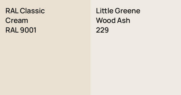 RAL Classic Cream vs. Little Greene Wood Ash comparison