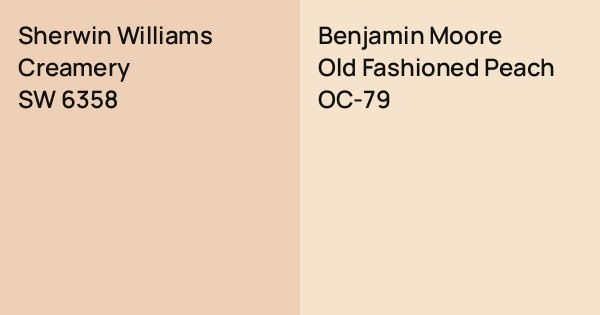 Sherwin Williams Creamery vs. Benjamin Moore Old Fashioned Peach comparison
