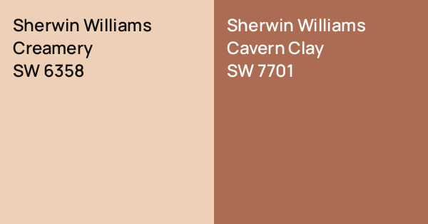 Sherwin Williams Creamery vs. Sherwin Williams Cavern Clay comparison