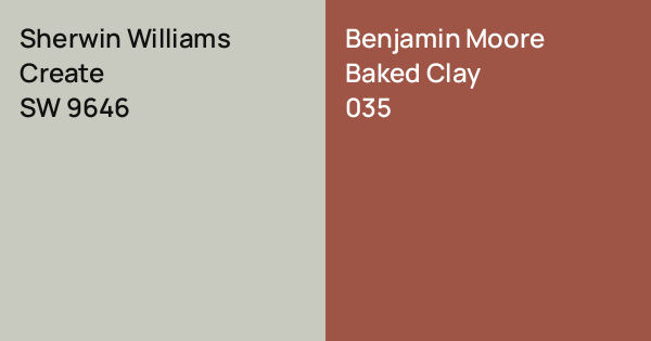Sherwin Williams Create vs. Benjamin Moore Baked Clay comparison