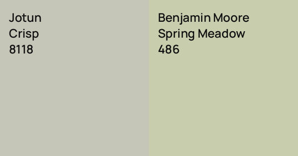 Jotun Crisp vs. Benjamin Moore Spring Meadow comparison