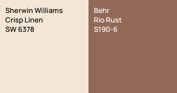 Sherwin Williams Crisp Linen vs. Behr Rio Rust comparison