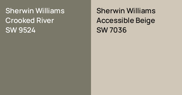Sherwin Williams Crooked River vs. Sherwin Williams Accessible Beige ...