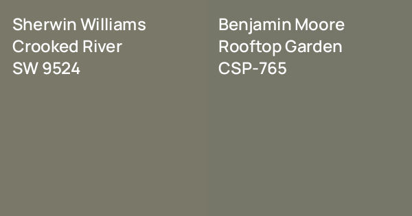 Sherwin Williams Crooked River vs. Benjamin Moore Rooftop Garden comparison