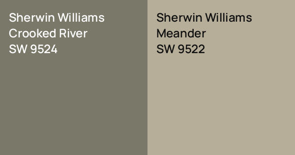 Sherwin Williams Crooked River vs. Sherwin Williams Meander comparison