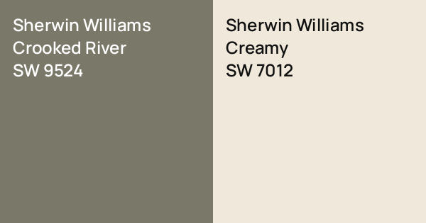 Sherwin Williams Crooked River vs. Sherwin Williams Creamy comparison
