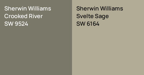 Sherwin Williams Crooked River vs. Sherwin Williams Svelte Sage comparison
