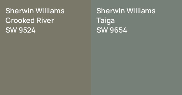 Sherwin Williams Crooked River vs. Sherwin Williams Taiga comparison