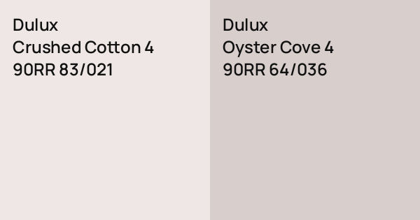 Dulux Crushed Cotton 4 vs. Dulux Oyster Cove 4 comparison