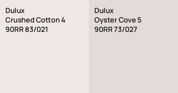 Dulux Crushed Cotton 4 vs. Dulux Oyster Cove 5 comparison