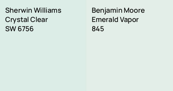 Sherwin Williams Crystal Clear vs. Benjamin Moore Emerald Vapor comparison