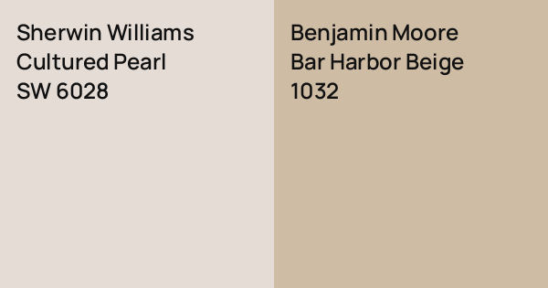 Sherwin Williams Cultured Pearl vs. Benjamin Moore Bar Harbor Beige ...