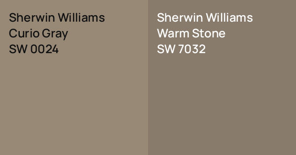 Sherwin Williams Curio Gray vs. Sherwin Williams Warm Stone comparison