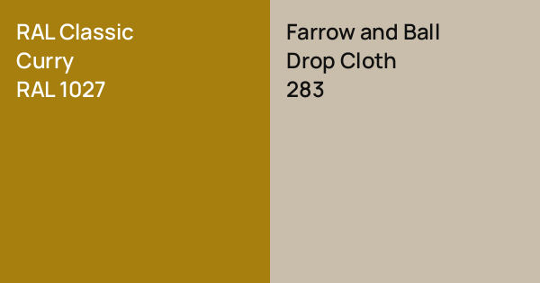 RAL Classic Curry vs. Farrow and Ball Drop Cloth comparison