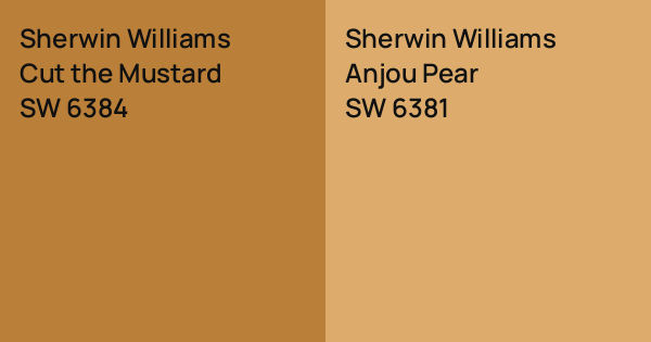 Sherwin Williams Cut the Mustard vs. Sherwin Williams Anjou Pear comparison
