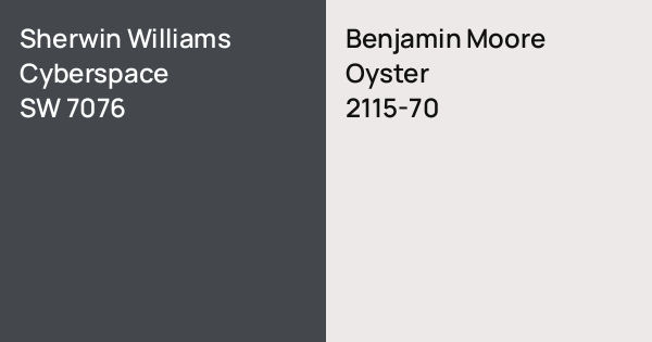 Sherwin Williams Cyberspace vs. Benjamin Moore Oyster comparison