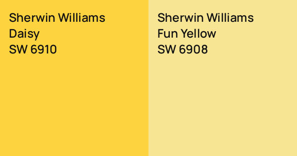 Sherwin Williams Daisy vs. Sherwin Williams Fun Yellow comparison
