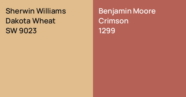 Sherwin Williams Dakota Wheat vs. Benjamin Moore Crimson comparison
