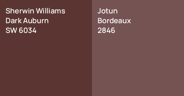Sherwin Williams Dark Auburn vs. Jotun Bordeaux comparison