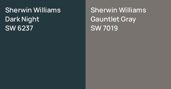 Sherwin Williams Dark Night vs. Sherwin Williams Gauntlet Gray comparison