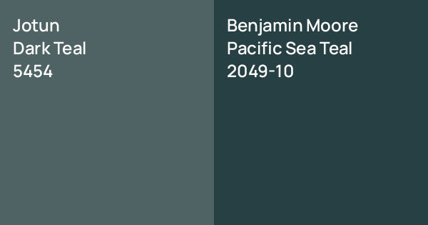 Jotun Dark Teal vs. Benjamin Moore Pacific Sea Teal comparison