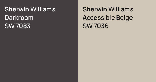 Sherwin Williams Darkroom vs. Sherwin Williams Accessible Beige comparison