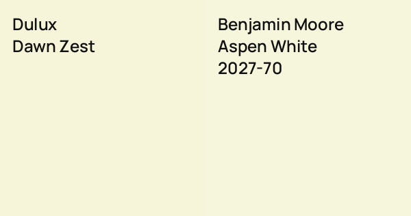 Dulux Dawn Zest vs. Benjamin Moore Aspen White comparison