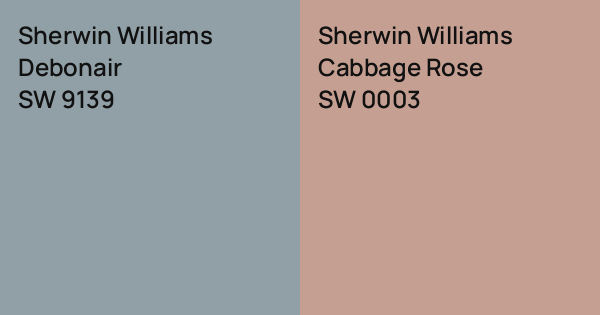Sherwin Williams Debonair vs. Sherwin Williams Cabbage Rose comparison