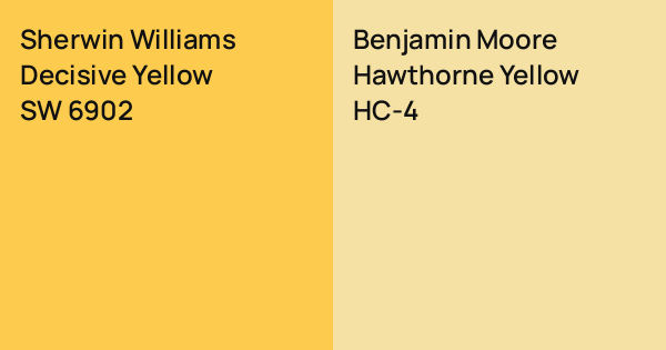 Sherwin Williams Decisive Yellow vs. Benjamin Moore Hawthorne Yellow ...