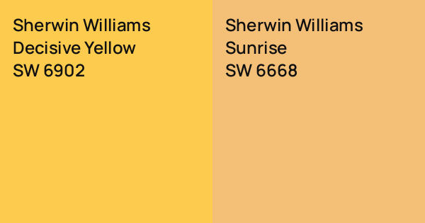 Sherwin Williams Decisive Yellow vs. Sherwin Williams Sunrise comparison