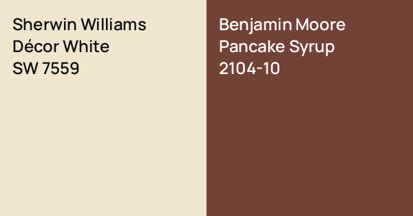Sherwin Williams Décor White vs. Benjamin Moore Pancake Syrup comparison