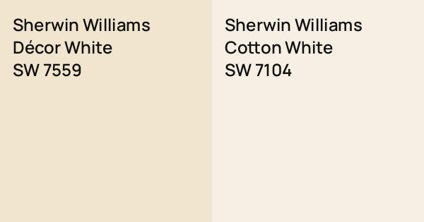 Sherwin Williams Décor White vs. Sherwin Williams Cotton White comparison
