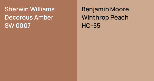 Sherwin Williams Decorous Amber vs. Benjamin Moore Winthrop Peach ...