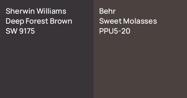 Sherwin Williams Deep Forest Brown vs. Behr Sweet Molasses comparison