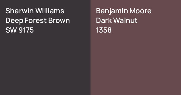 Sherwin Williams Deep Forest Brown vs. Benjamin Moore Dark Walnut ...