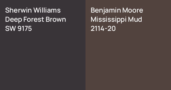 Sherwin Williams Deep Forest Brown vs. Benjamin Moore Mississippi Mud ...