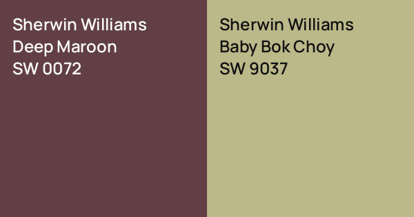 Sherwin Williams Deep Maroon vs. Sherwin Williams Baby Bok Choy comparison