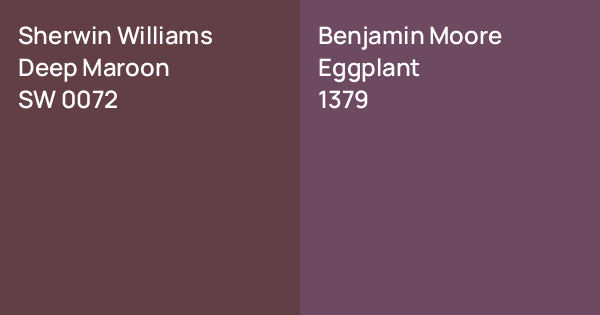 Sherwin Williams Deep Maroon vs. Benjamin Moore Eggplant comparison