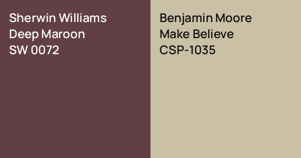 Sherwin Williams Deep Maroon vs. Benjamin Moore Make Believe comparison