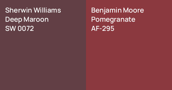 Sherwin Williams Deep Maroon vs. Benjamin Moore Pomegranate comparison