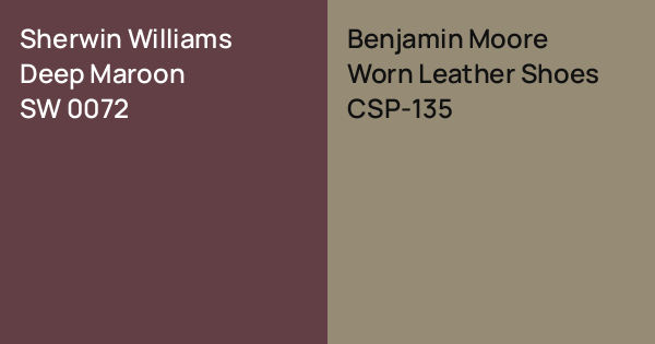 Sherwin Williams Deep Maroon vs. Benjamin Moore Worn Leather Shoes ...