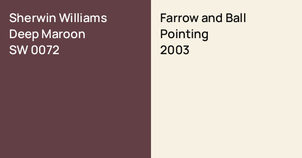 Sherwin Williams Deep Maroon vs. Farrow and Ball Pointing comparison