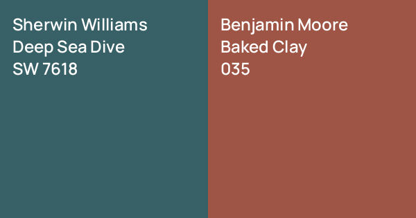 Sherwin Williams Deep Sea Dive vs. Benjamin Moore Baked Clay comparison