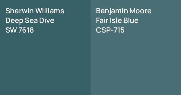 Sherwin Williams Deep Sea Dive vs. Benjamin Moore Fair Isle Blue comparison